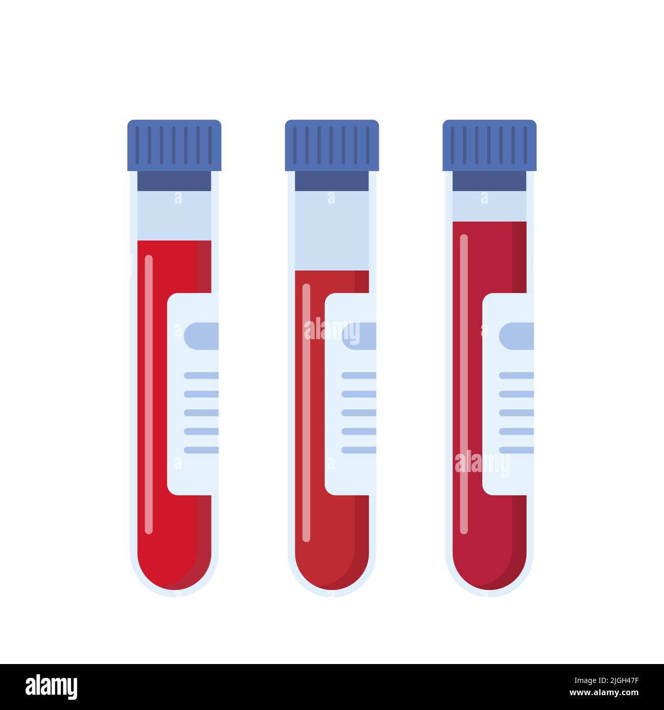 Medical flask icons with blood. Blood test tubes with labels. Vector ...