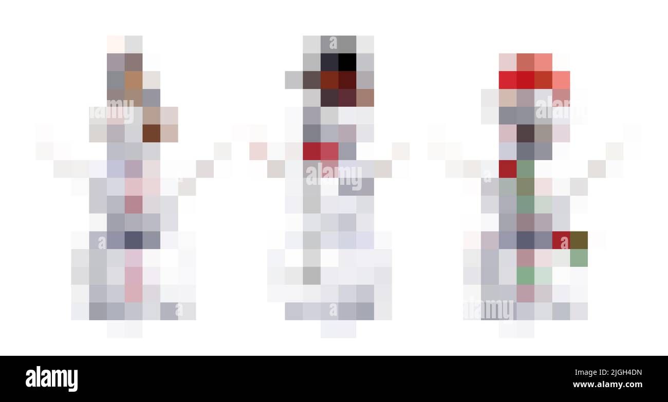 Realistic set of three snowman in Christmas decoration isolated vector ...