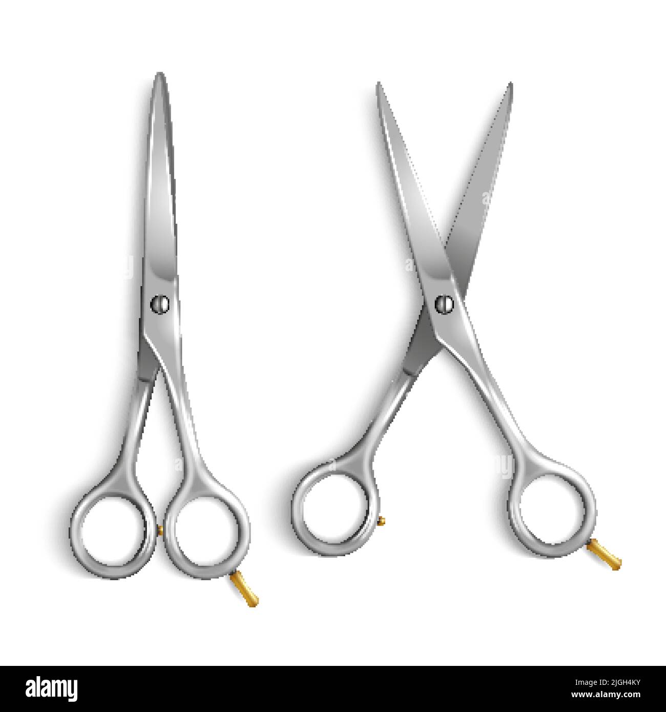 Realistic metallic scissors set of two options in open and closed form ...