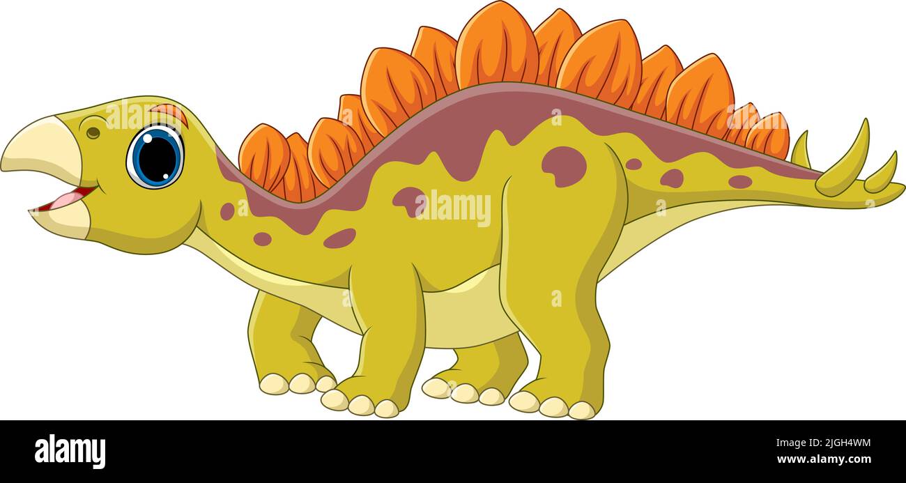 Cartoon little stegosaurus on white background Stock Vector Image & Art ...