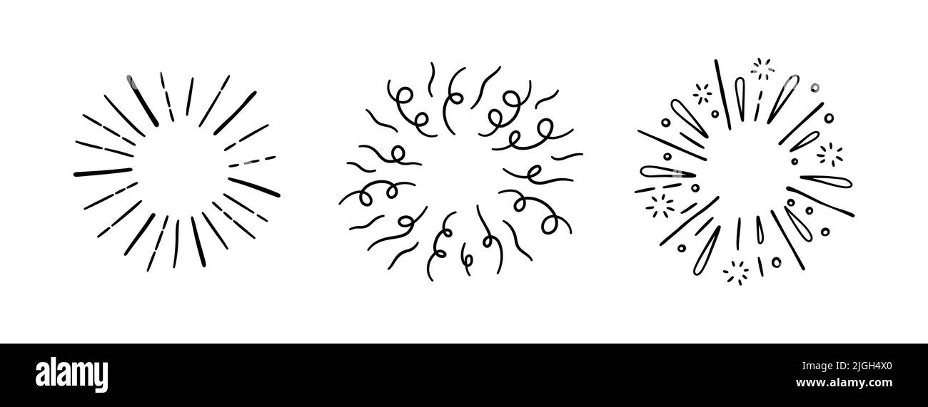 Hand drawn firework. Star burst. Sunburst doodle icon. Hand drawn ...