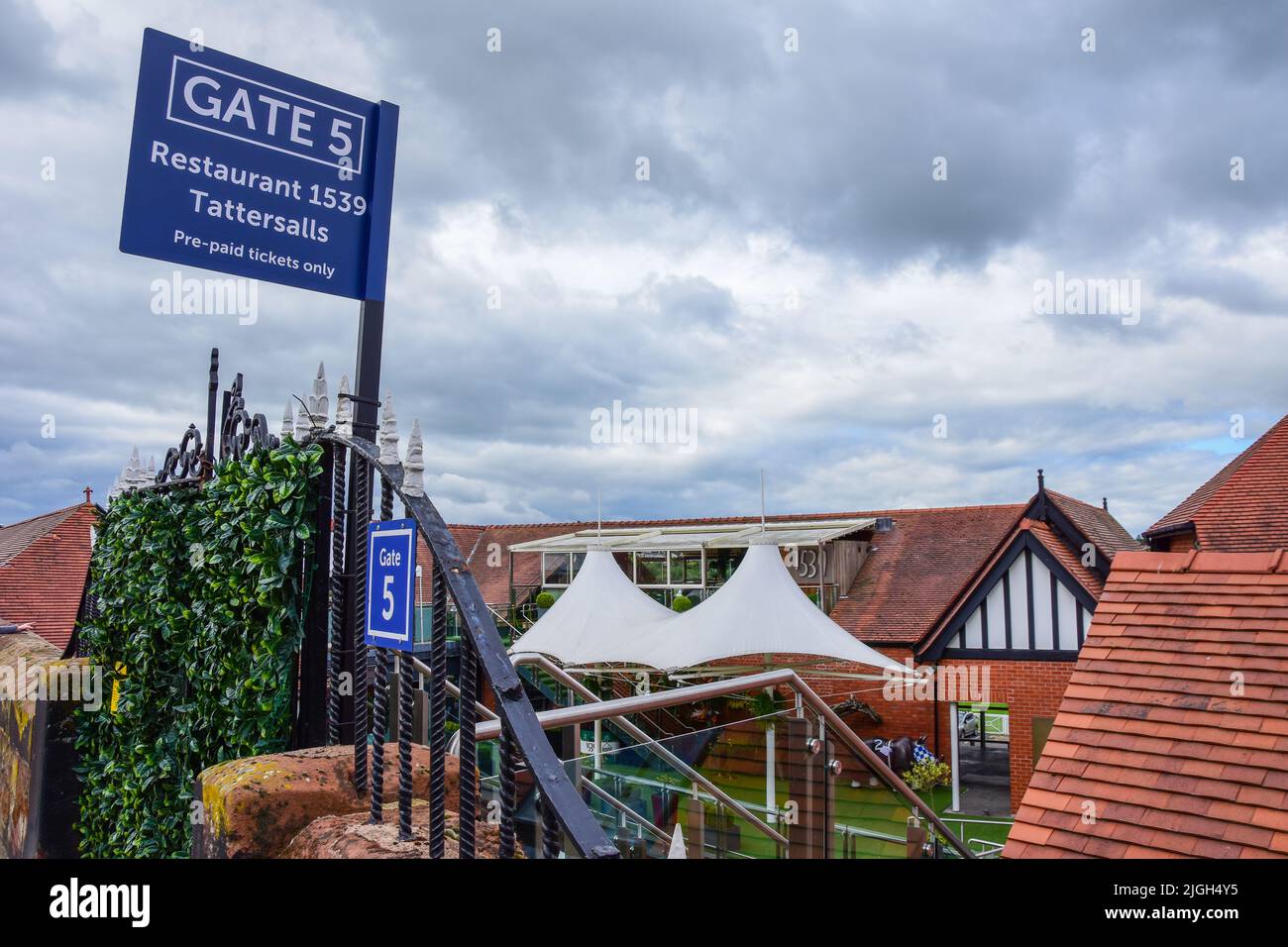Chester, UK: Jul 3, 2022: A sign marks the entrance to the Tattersalls ...
