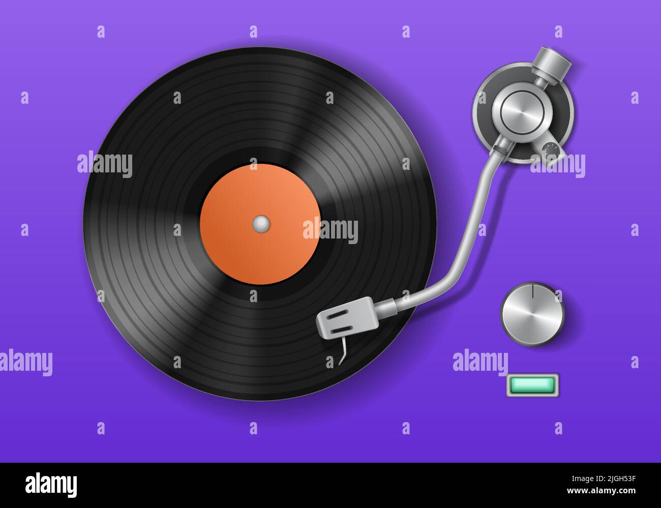 Vinyl record player realistic composition stylish purple record player ...