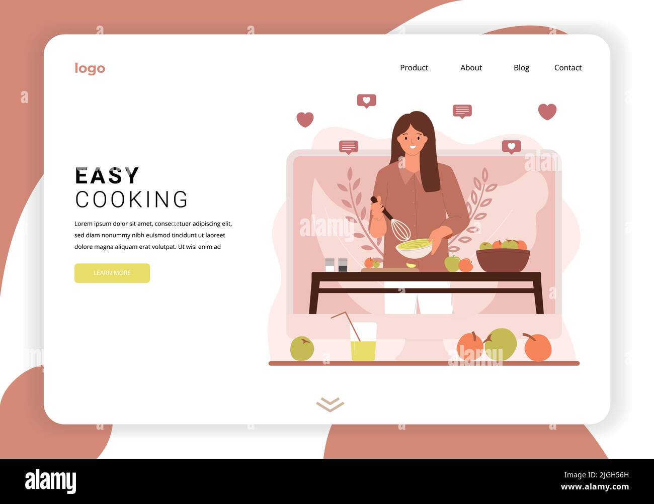 Easy cooking web site template with female blogger image on landing ...