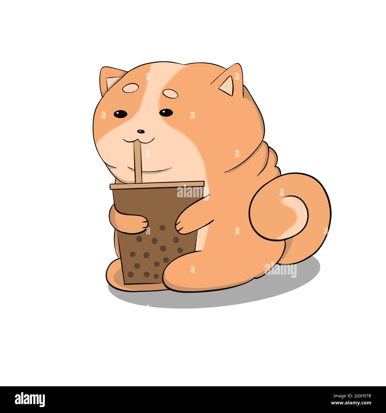 A plump cat sits and drinks soda from a glass Stock Vector Image & Art ...