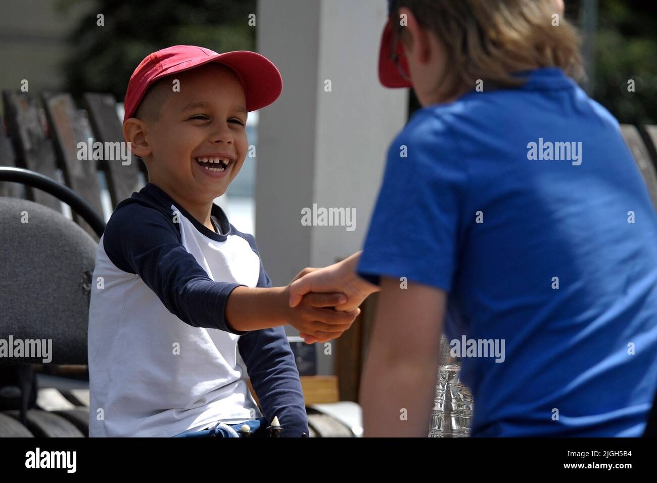 VINNYTSIA, UKRAINE - JULY 10, 2022 - Five-year-old chess prodigy Artem ...