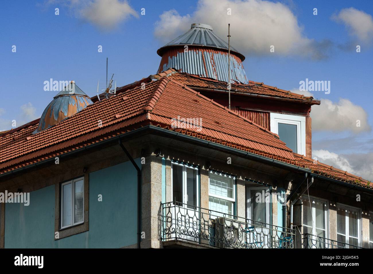 traditional colored glass skylights on a roof in Porto, Portugal Stock ...