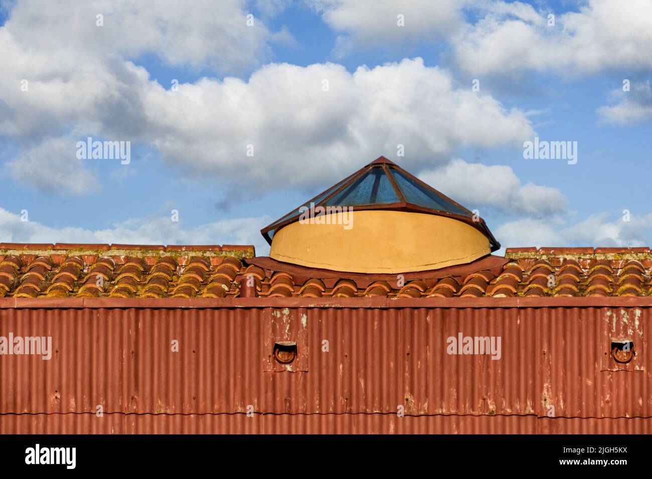 traditional colored glass skylights on a roof in Porto, Portugal Stock ...