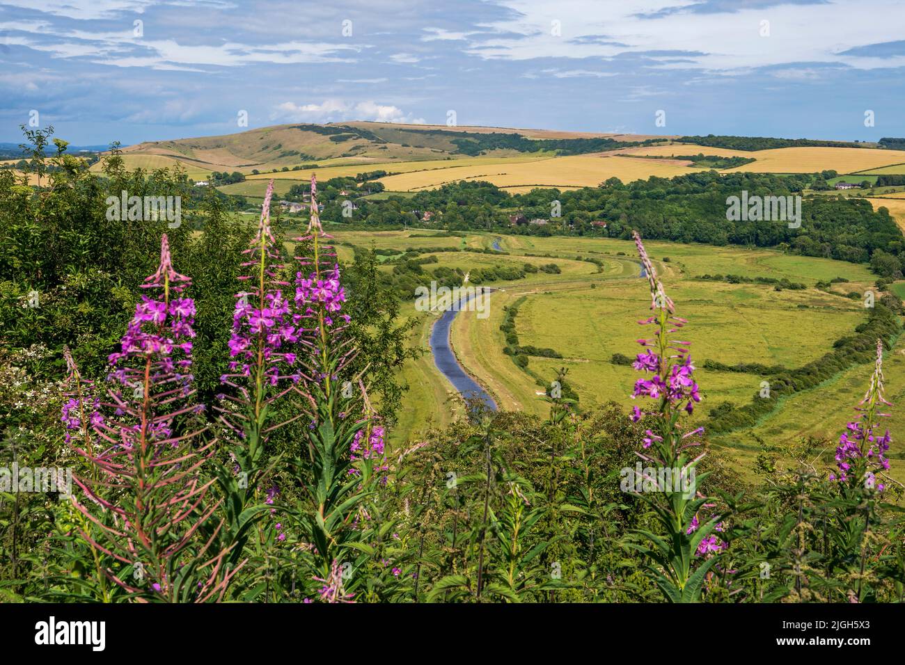 River Cuckmere and valley on the South Downs, East Sussex, England, Uk ...