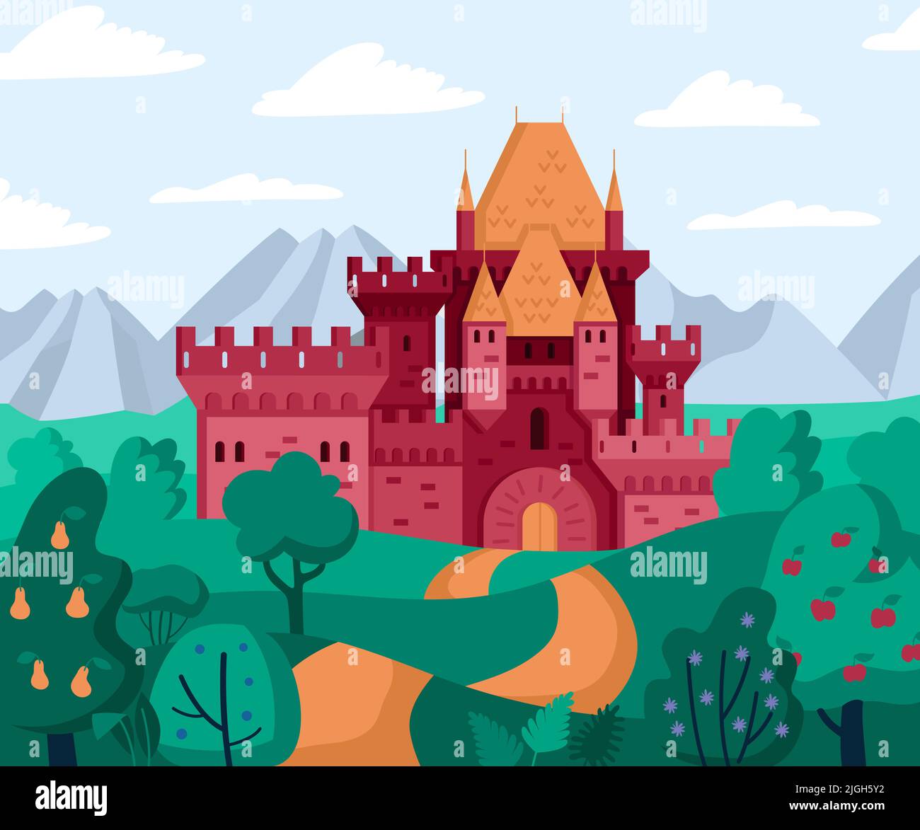 Kingdom Palace Cartoon Premium Vector | Cute Cartoon Pink Kingdom
