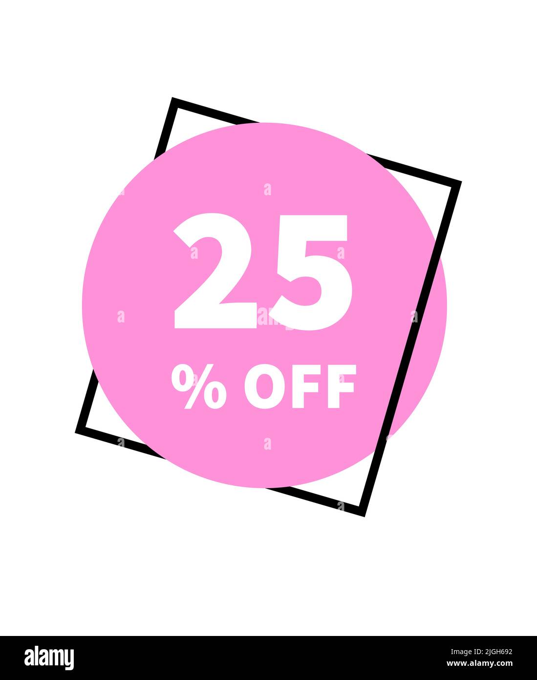 25% OFF Discount Vector Graphic. Light Pink Circle Icon in Black Frame ...
