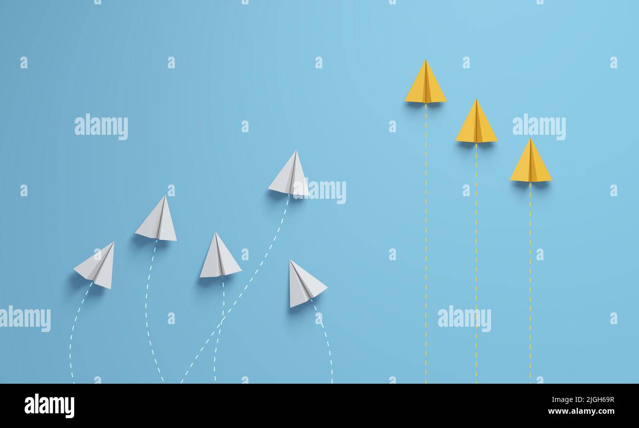 Paper planes organized as a team to improve processes. 3d rendering ...