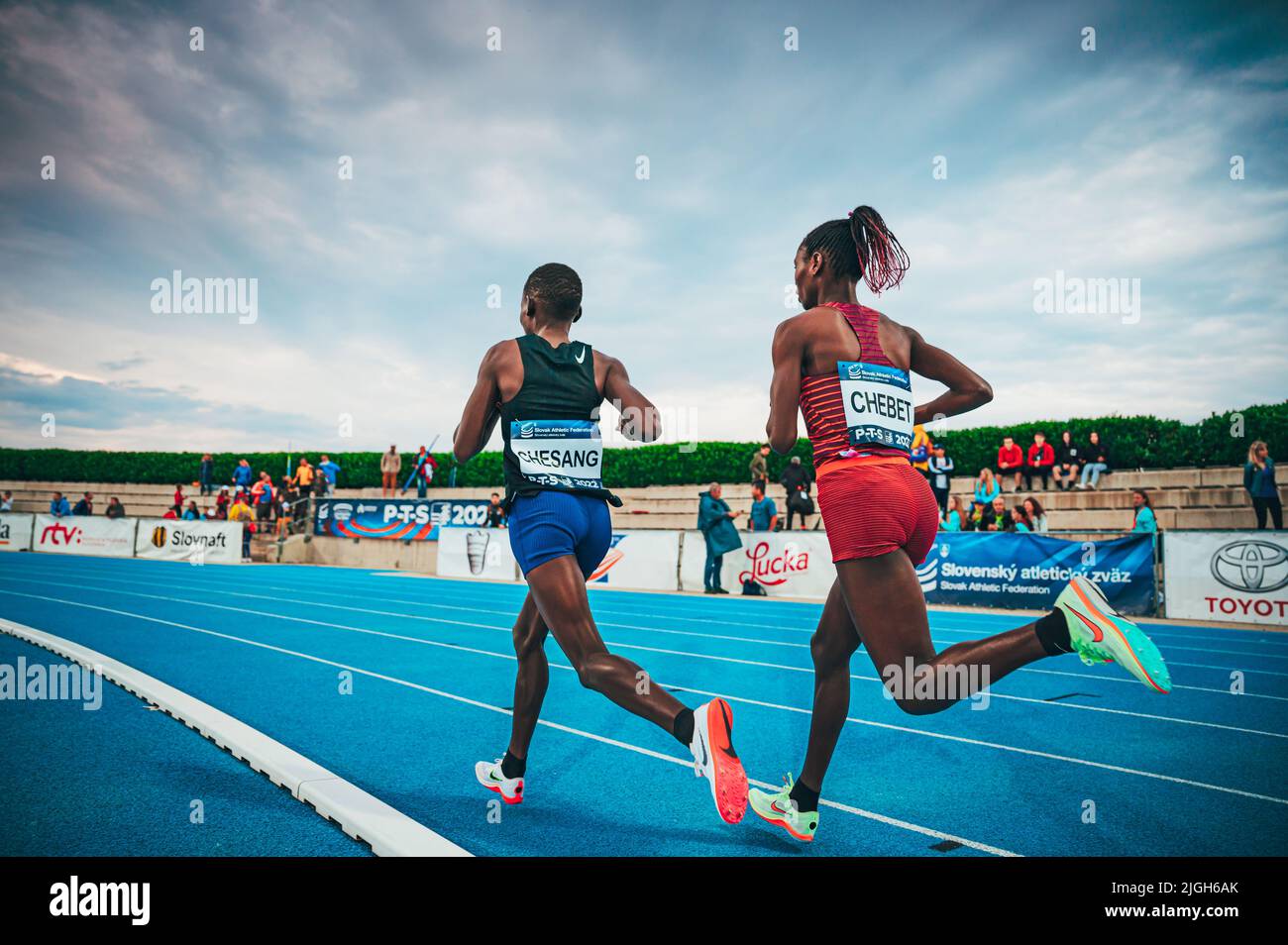 SAMORIN, SLOVAKIA, 9. JULY: Women's long-distance athletics race. Track ...