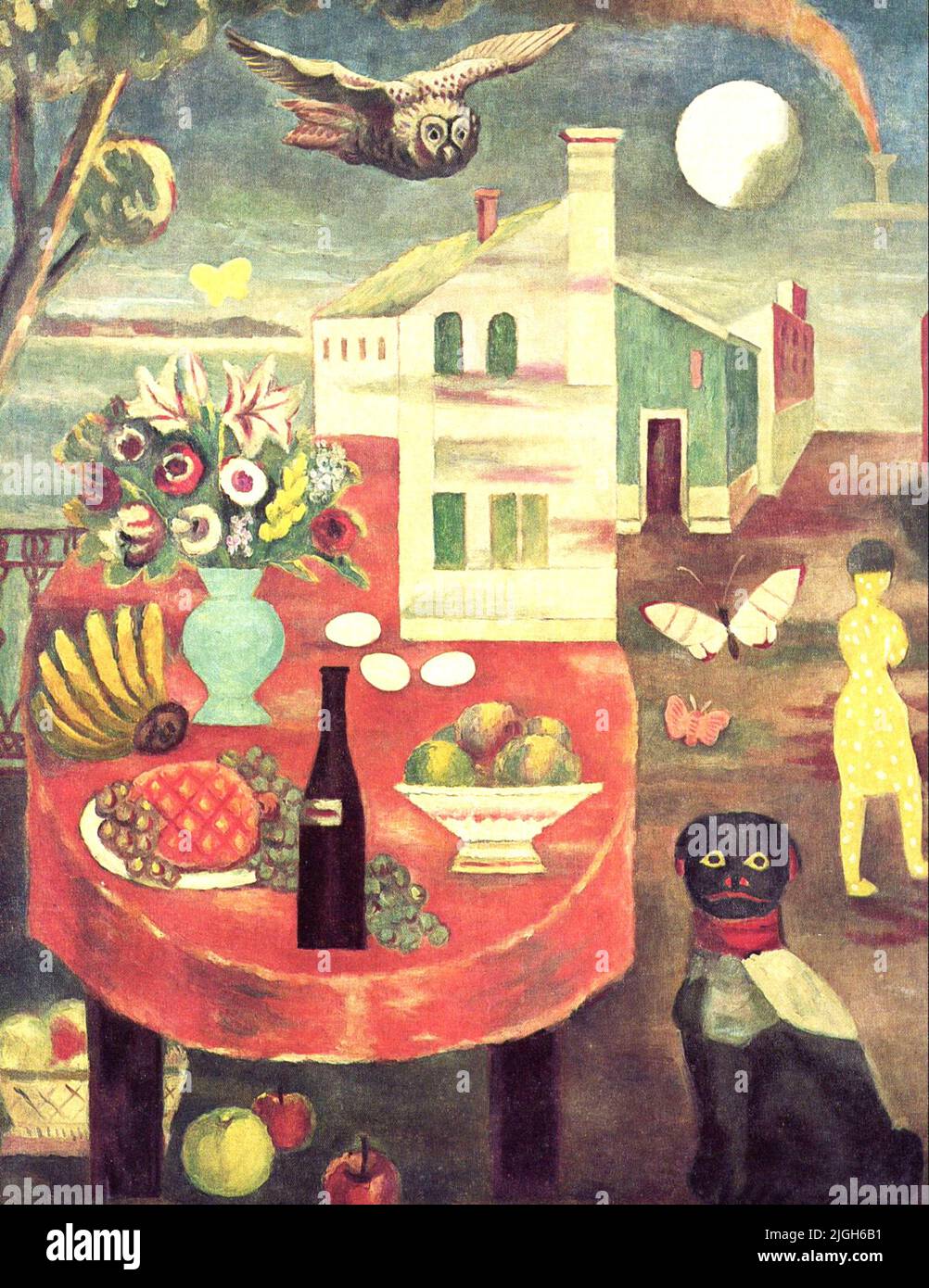 Koga Harue - Simple Moonlit Night - 1929 - Surreal landscape with table ...