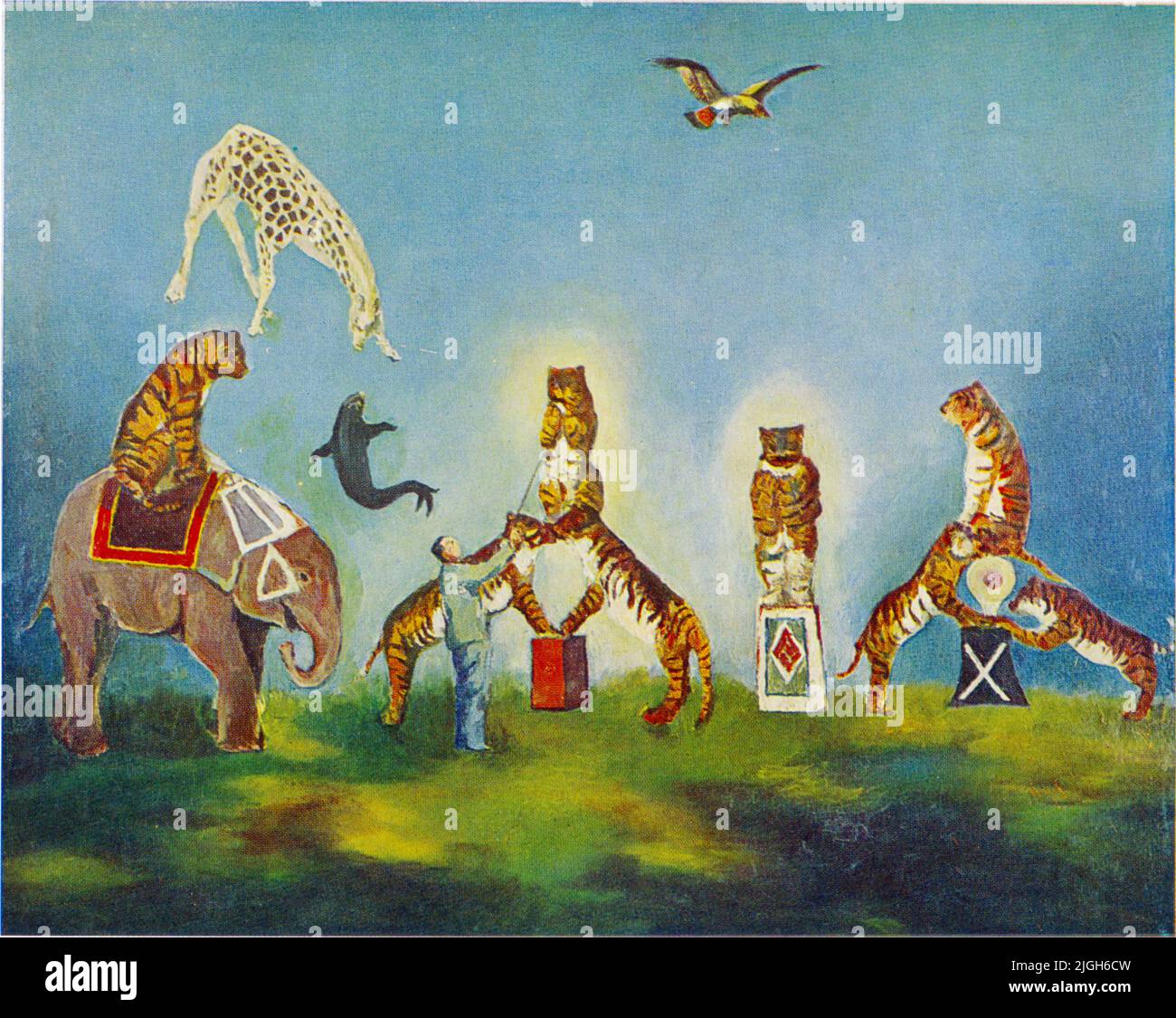 Koga Harue - Circus Landscape - 1933 - Surreal circus scene with tigers ...