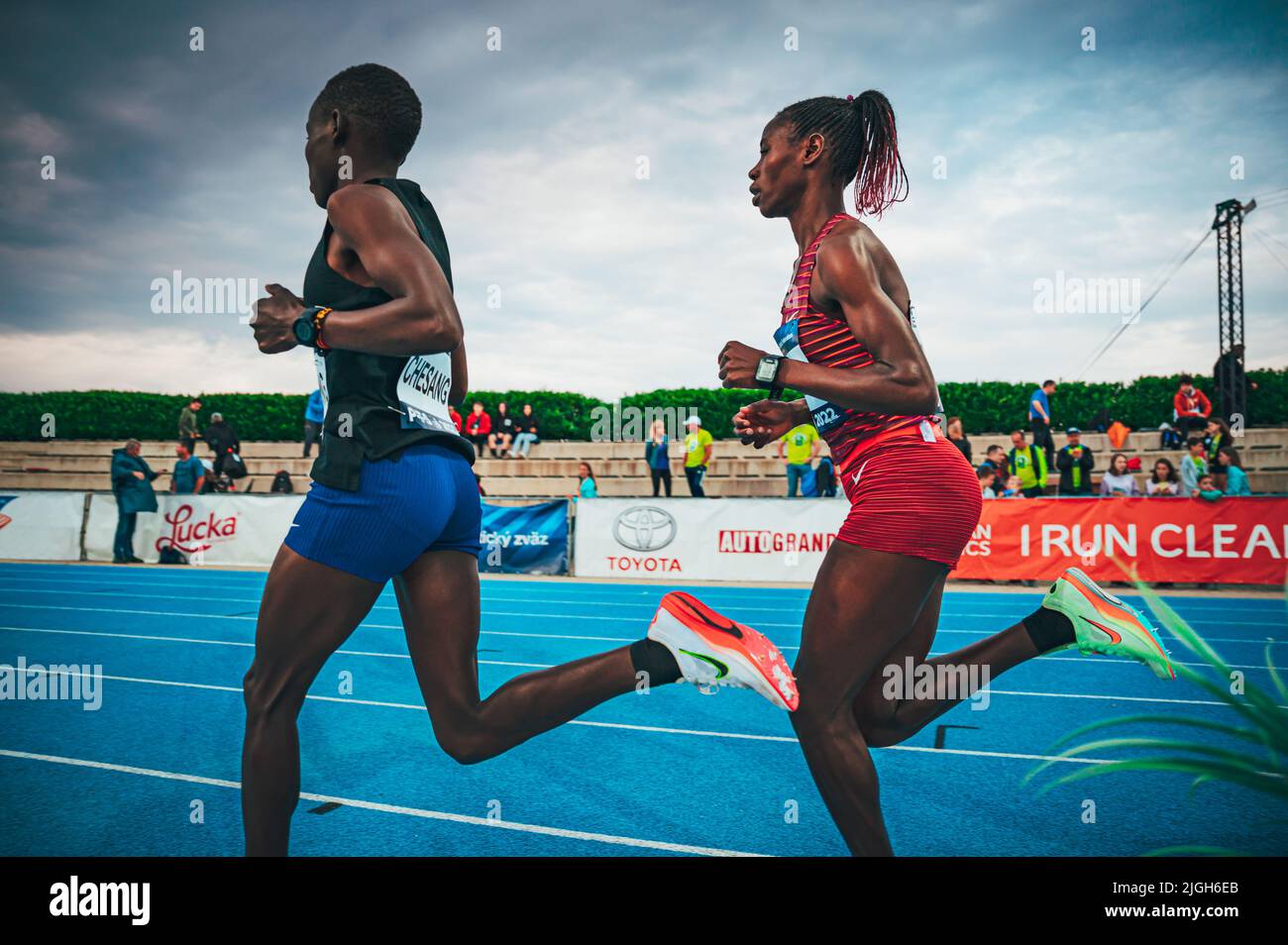 SAMORIN, SLOVAKIA, 9. JULY: Women's long-distance athletics race. Track ...