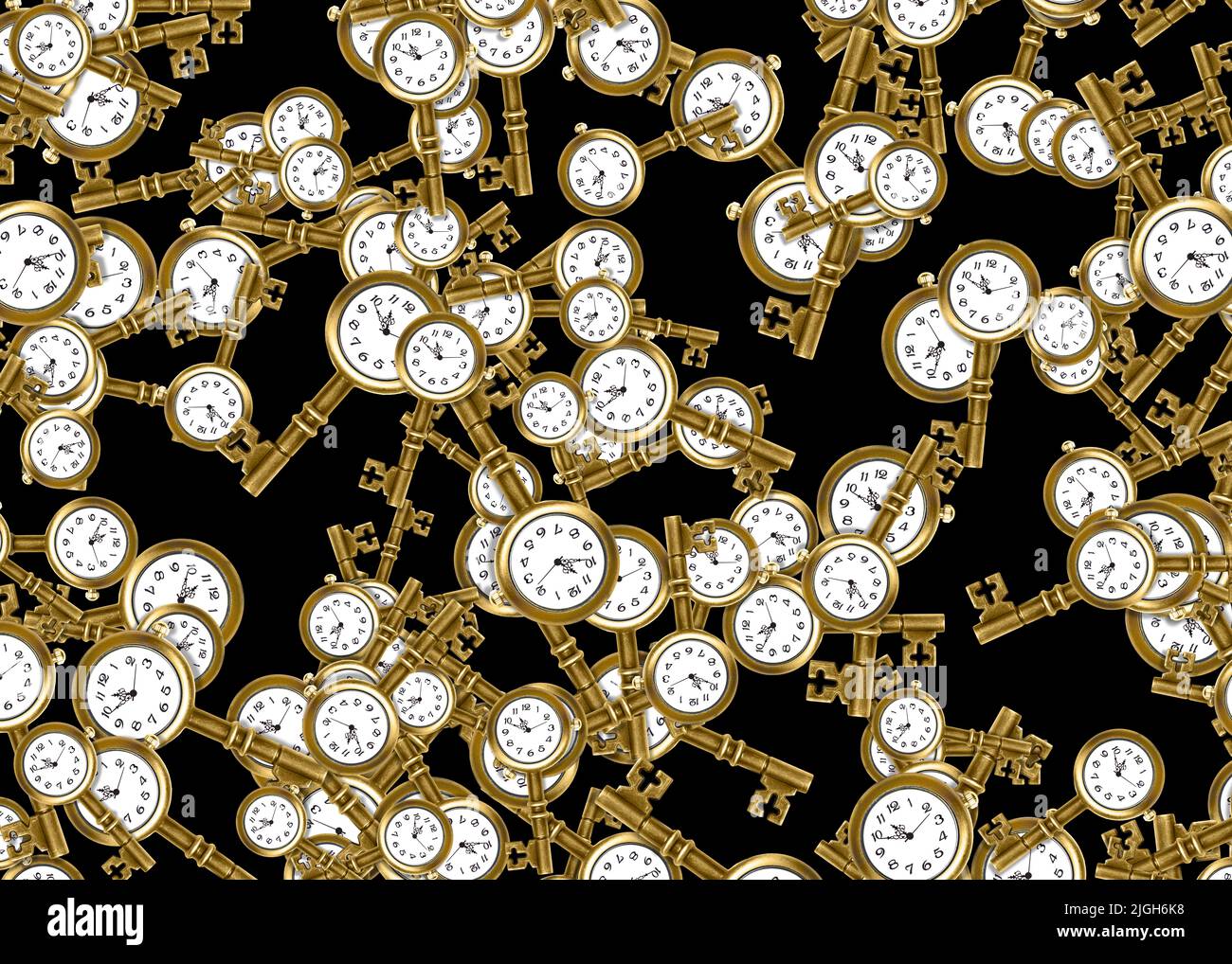 Multidimentional time related abstract background made from key shaped ...