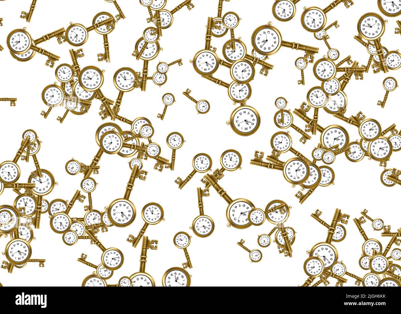 Abstract time concept background made from key shaped watches layered ...