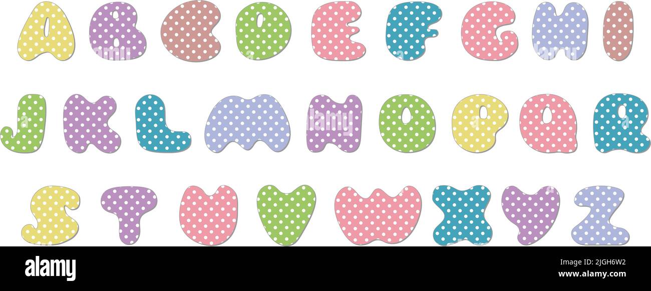 Polka dot alphabet.Pastel polka dots font. Hand drawn letter design for ...