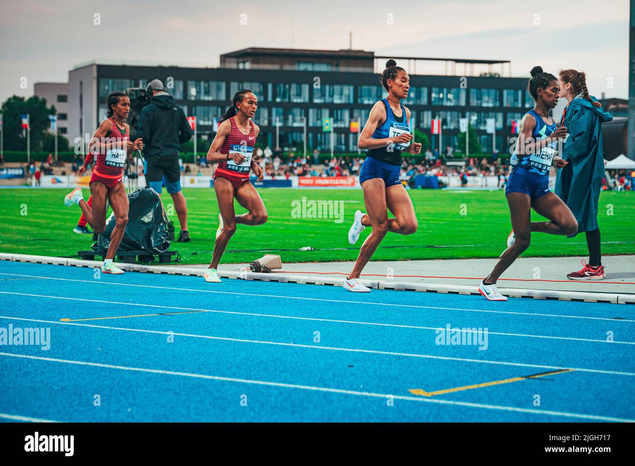 SAMORIN, SLOVAKIA, 9. JULY: Women's long-distance athletics race. Track ...