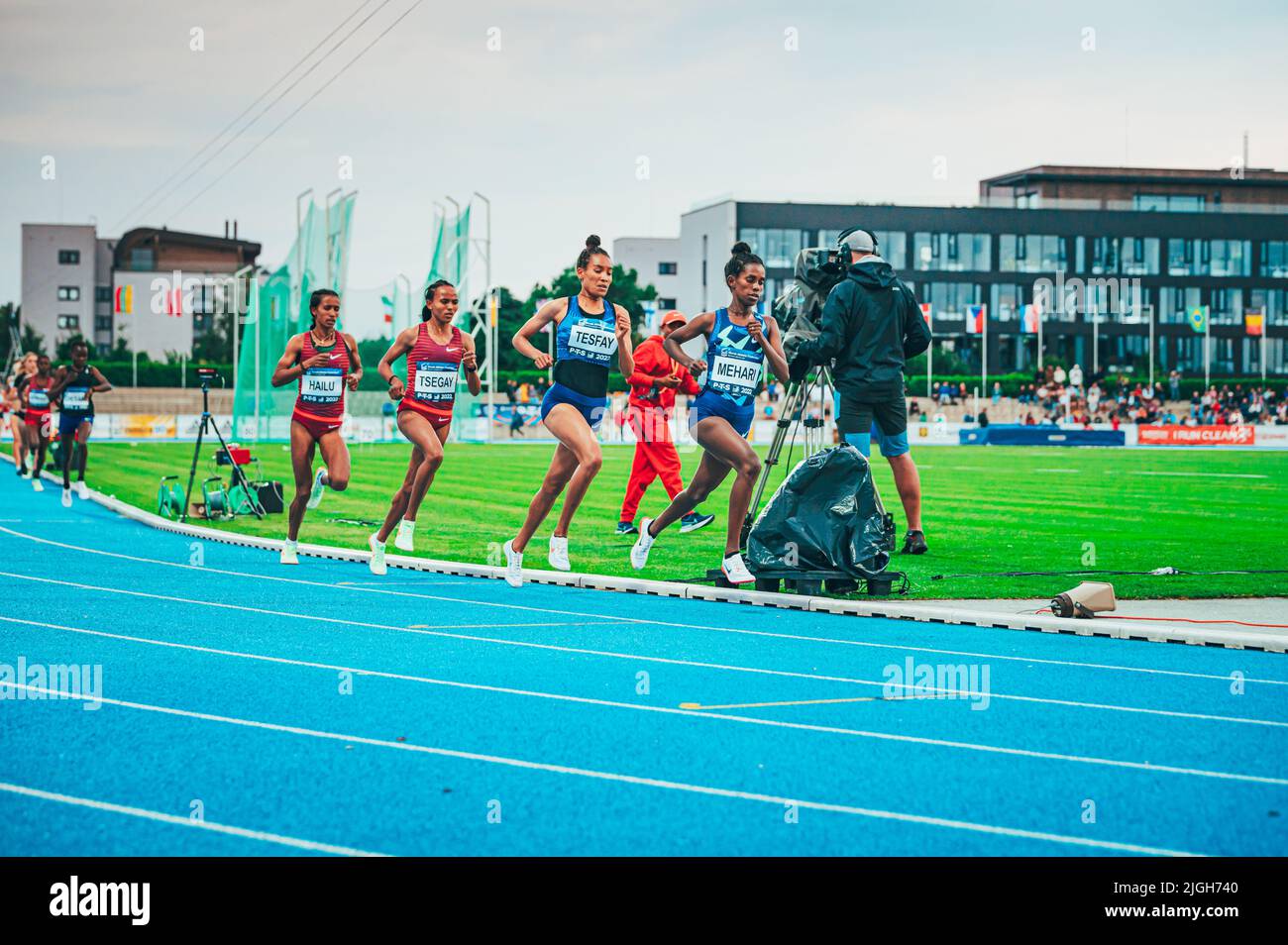 SAMORIN, SLOVAKIA, 9. JULY: Women's long-distance athletics race. Track ...