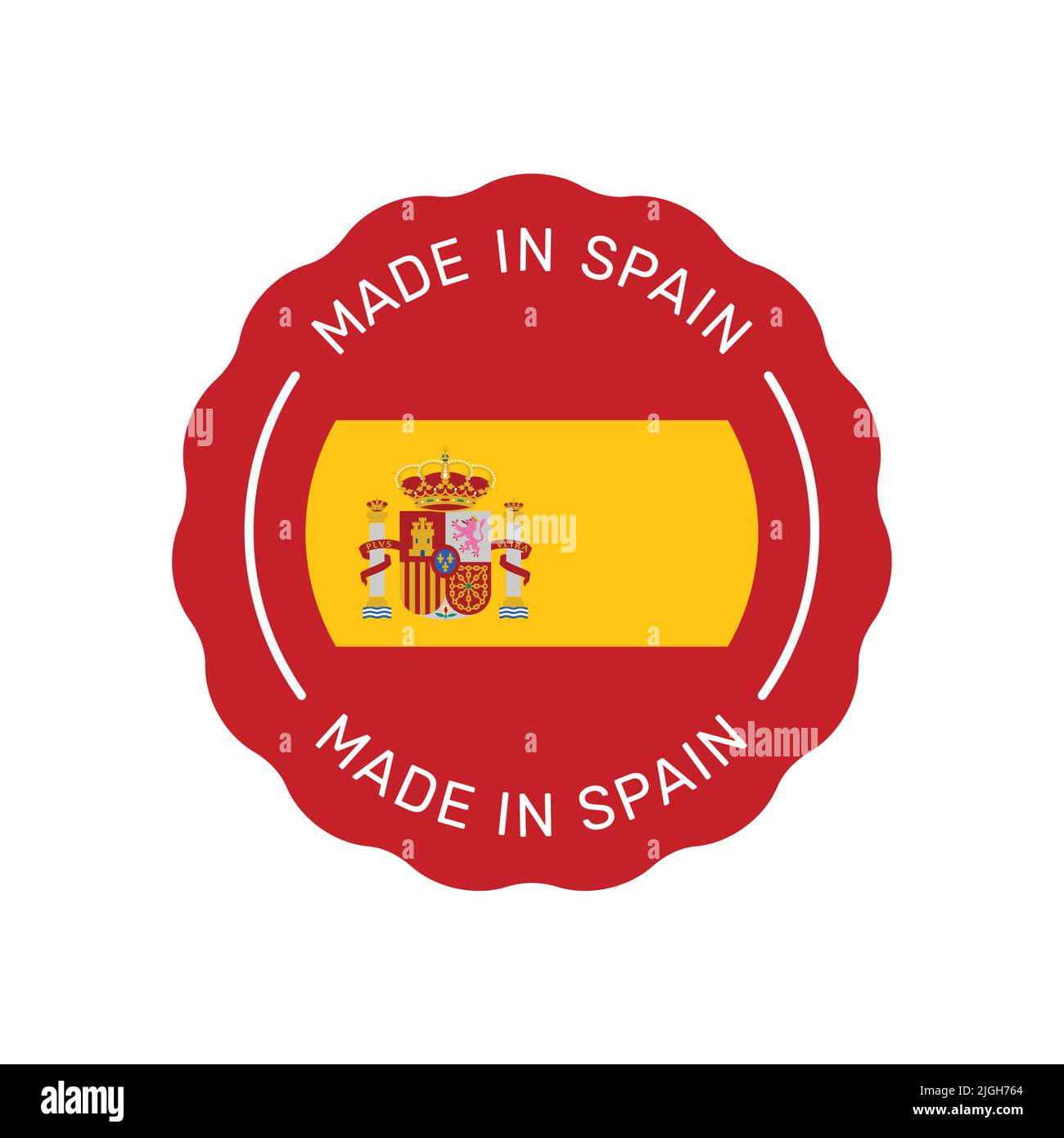 Made in Spain colorful vector badge. Label sticker with Spanish flag ...
