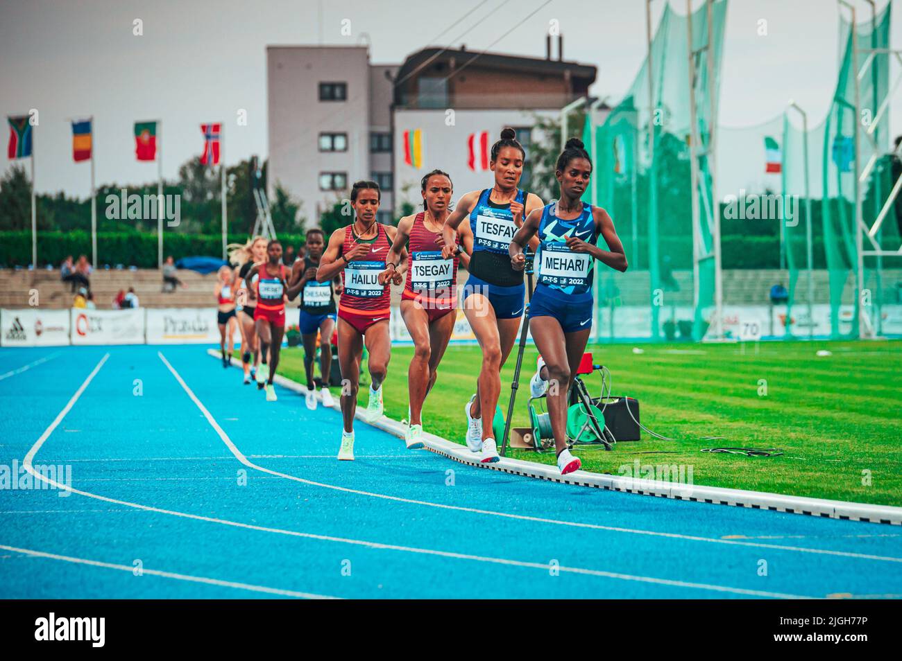 SAMORIN, SLOVAKIA, 9. JULY: Women's long-distance athletics race. Track ...