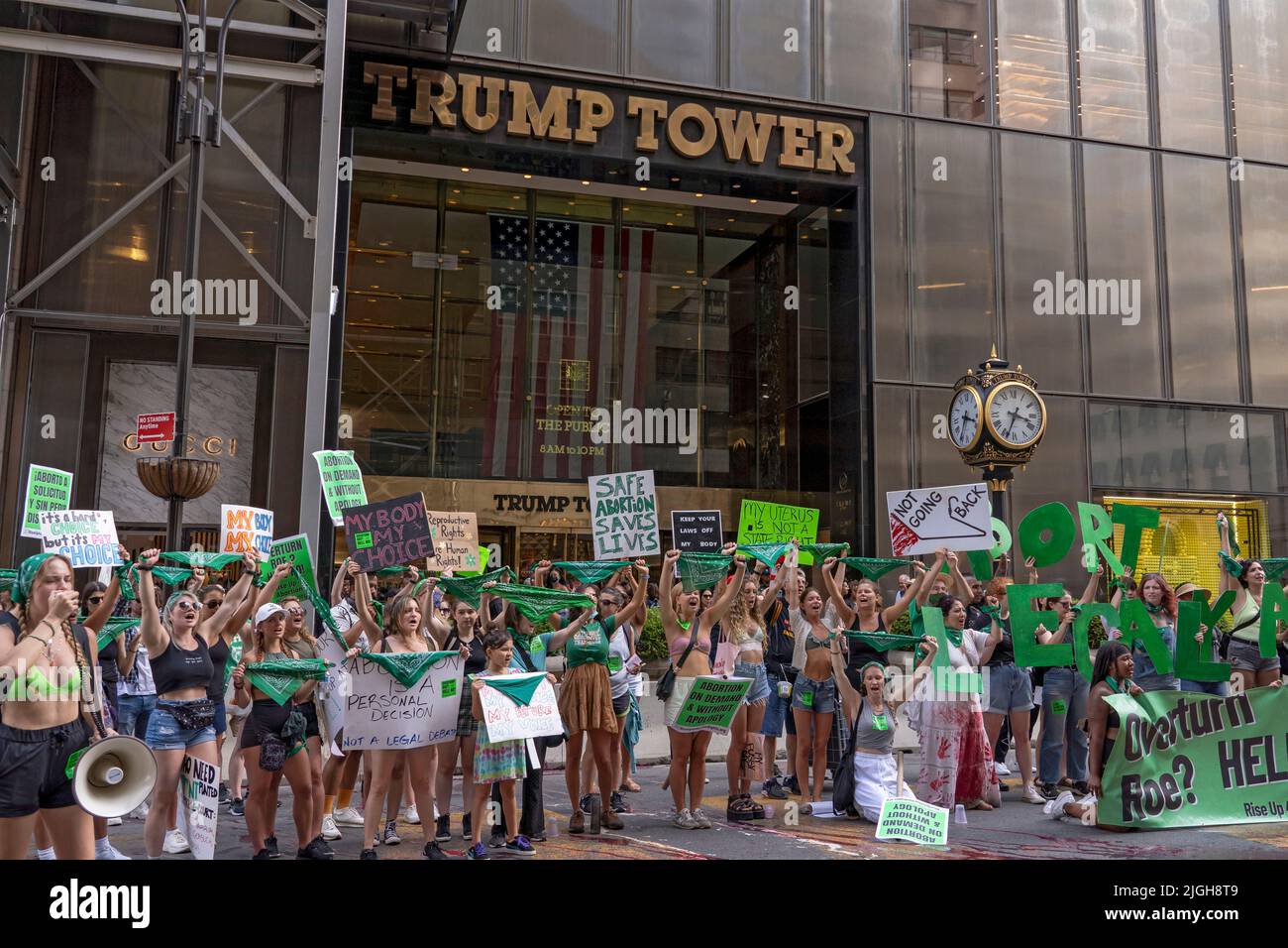 New York, United States. 09th July, 2022. Protesters holding green ...