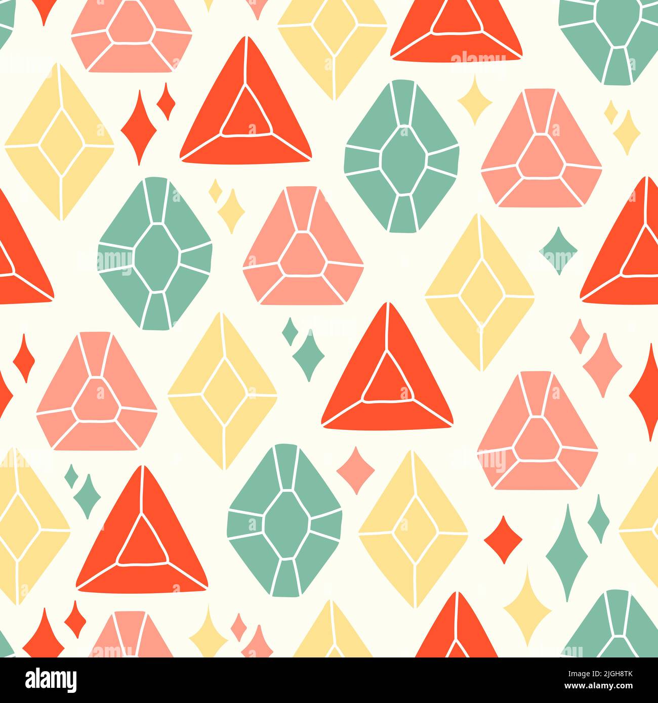 Diamond crystal gems seamless pattern and vector Stock Vector Image ...