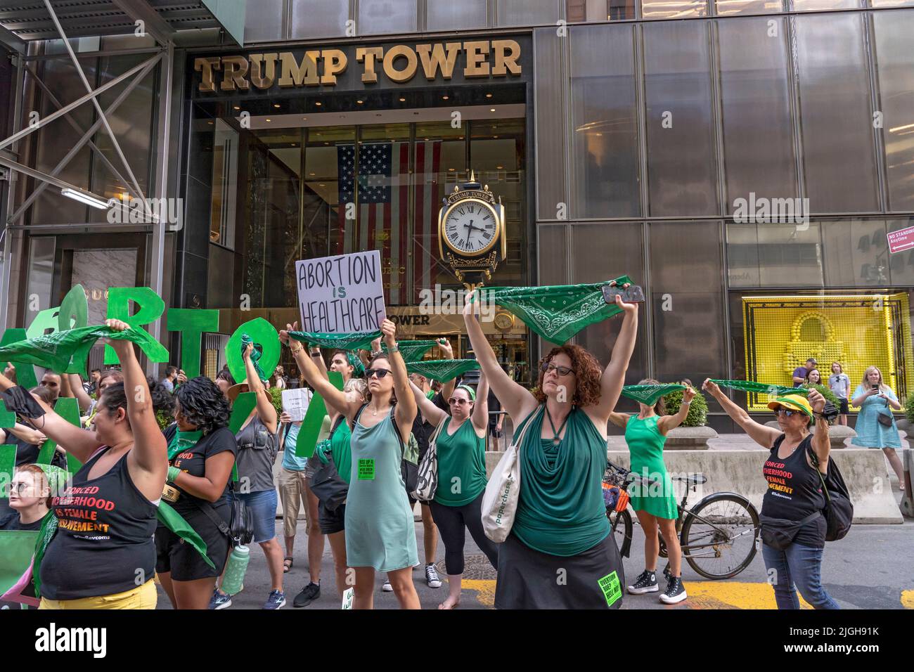 New York, United States. 09th July, 2022. Protesters holding green ...