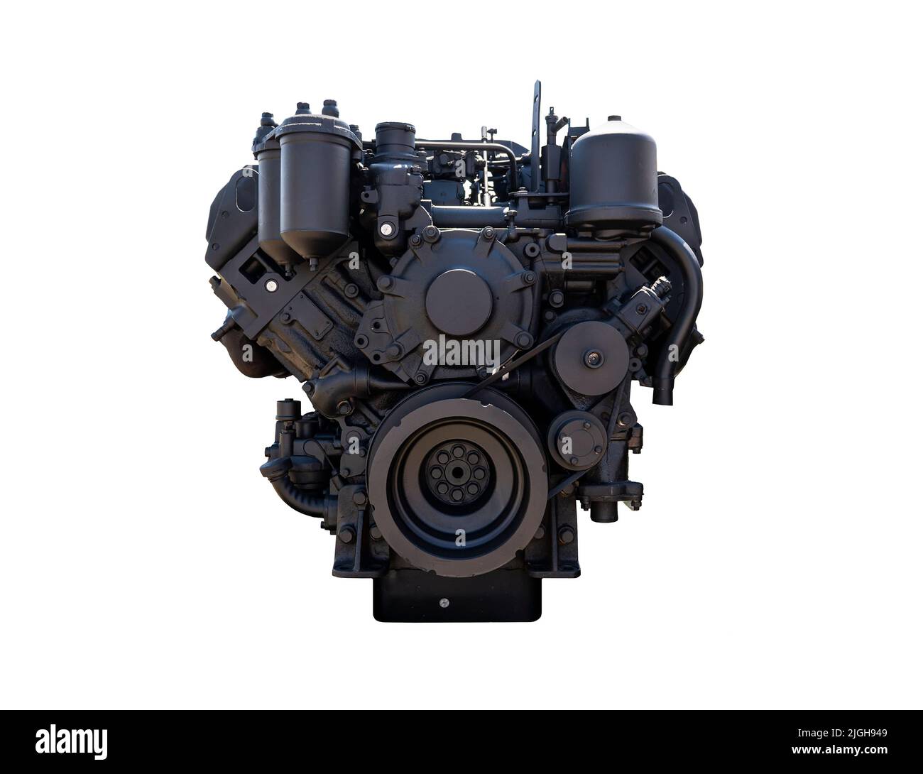 The image of an black engine under the white background Stock Photo - Alamy