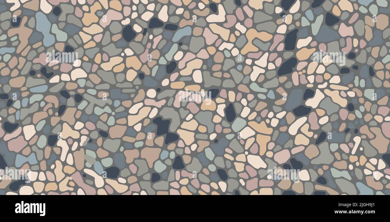 Seamless pebble mosaic organic floor pattern. Vector background. Tile ...