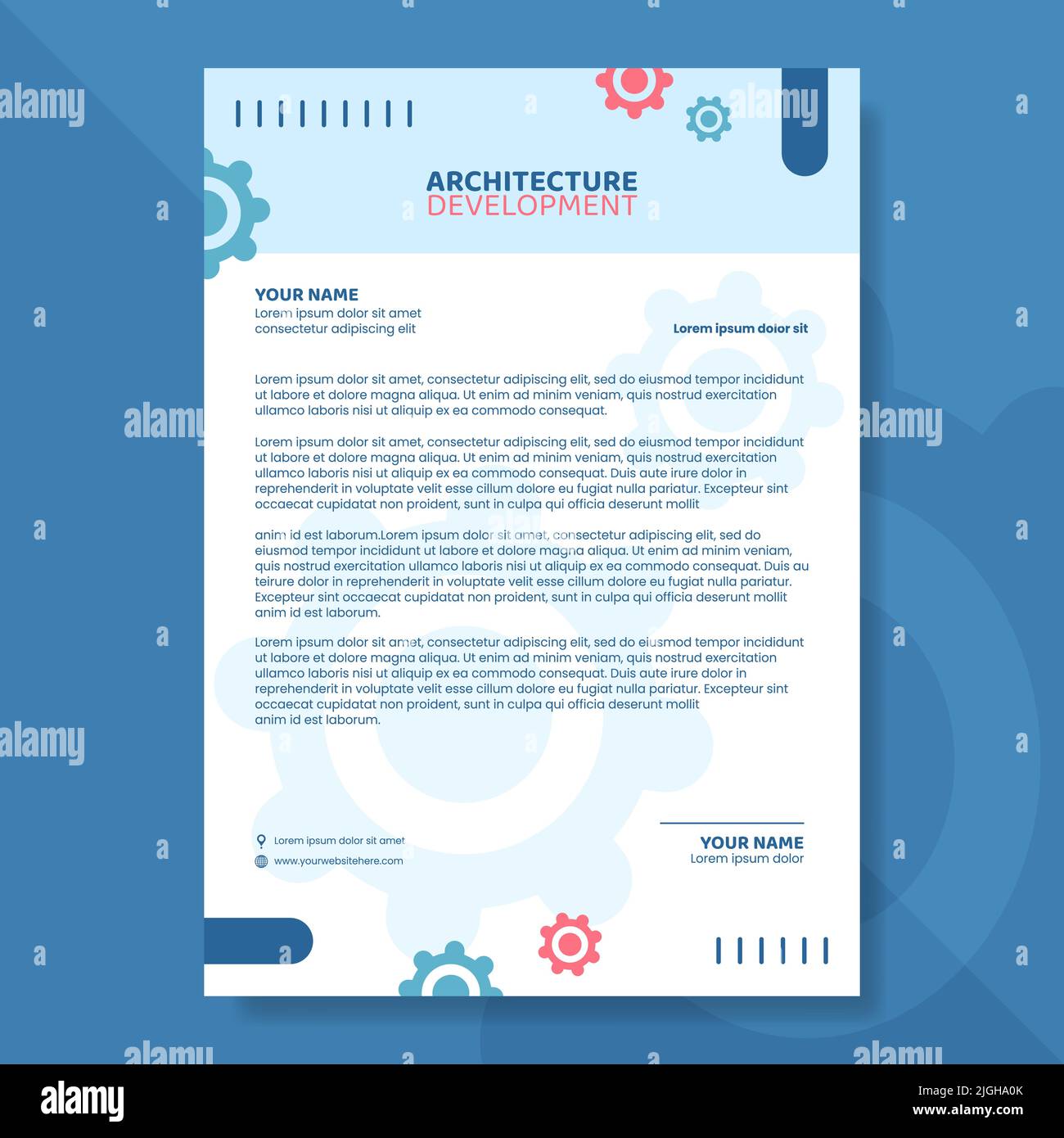Architect or Engineer Letterhead Template Flat Cartoon Background ...