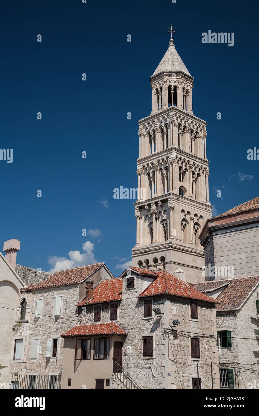 Bell tower of the Cathedral of St. Domnius, Split, Croatia Stock Photo ...