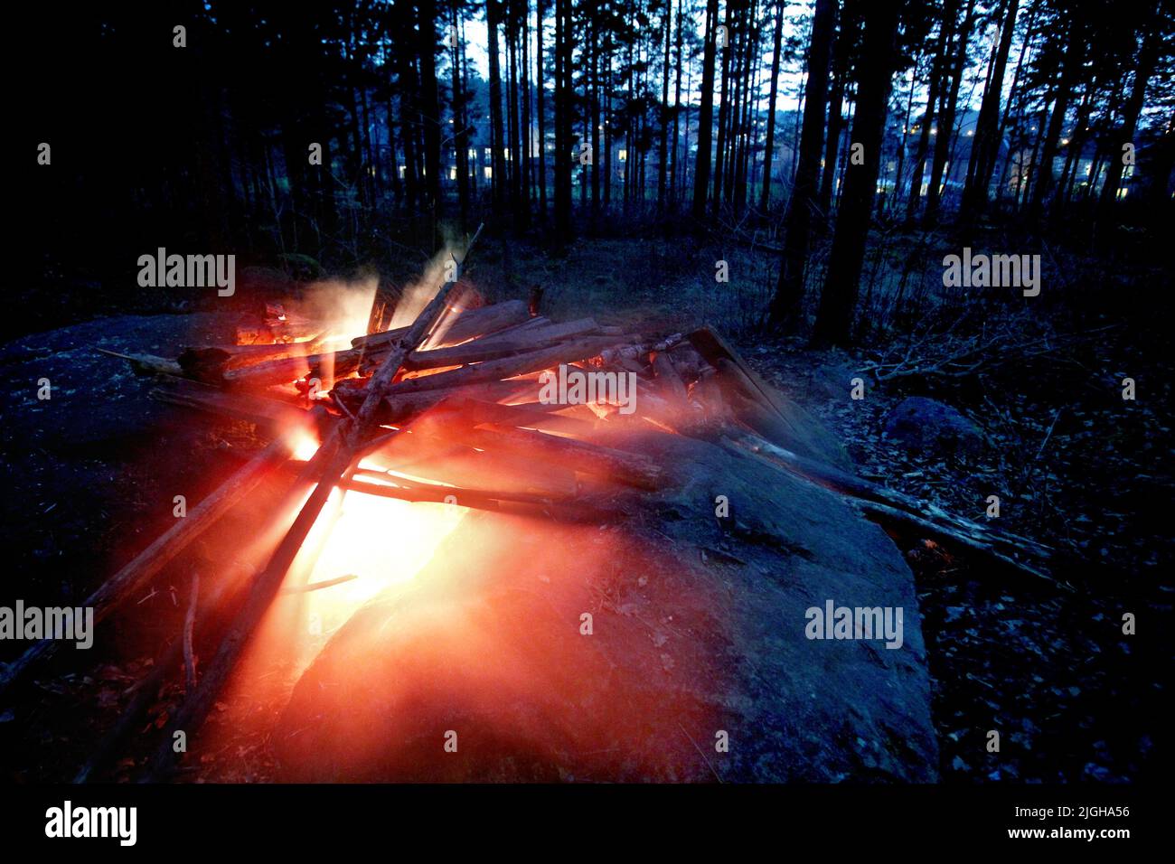 Ghost walk in a forest Stock Photo - Alamy