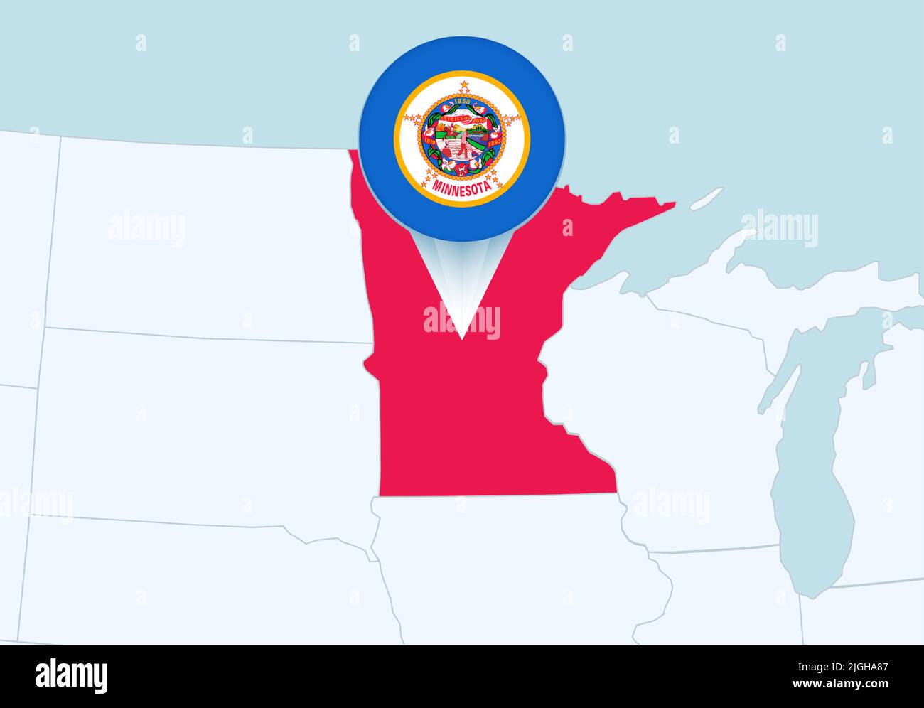 United States with selected Minnesota map and Minnesota flag icon ...