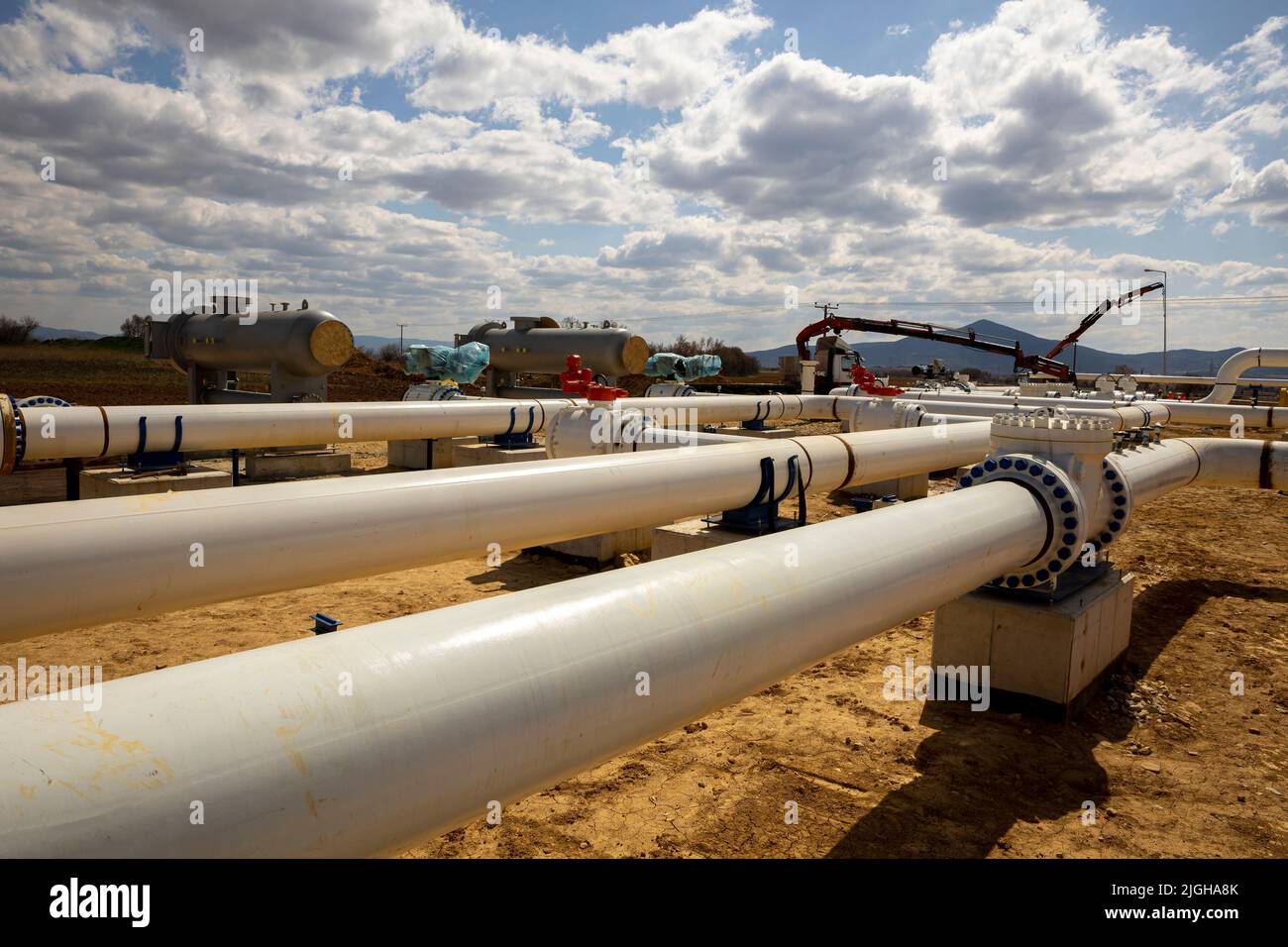 Construction site of an interconnected natural gas transmission ...