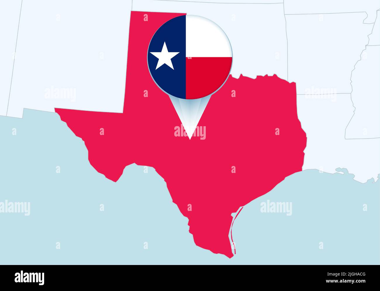 United States with selected Texas map and Texas flag icon. Vector map ...