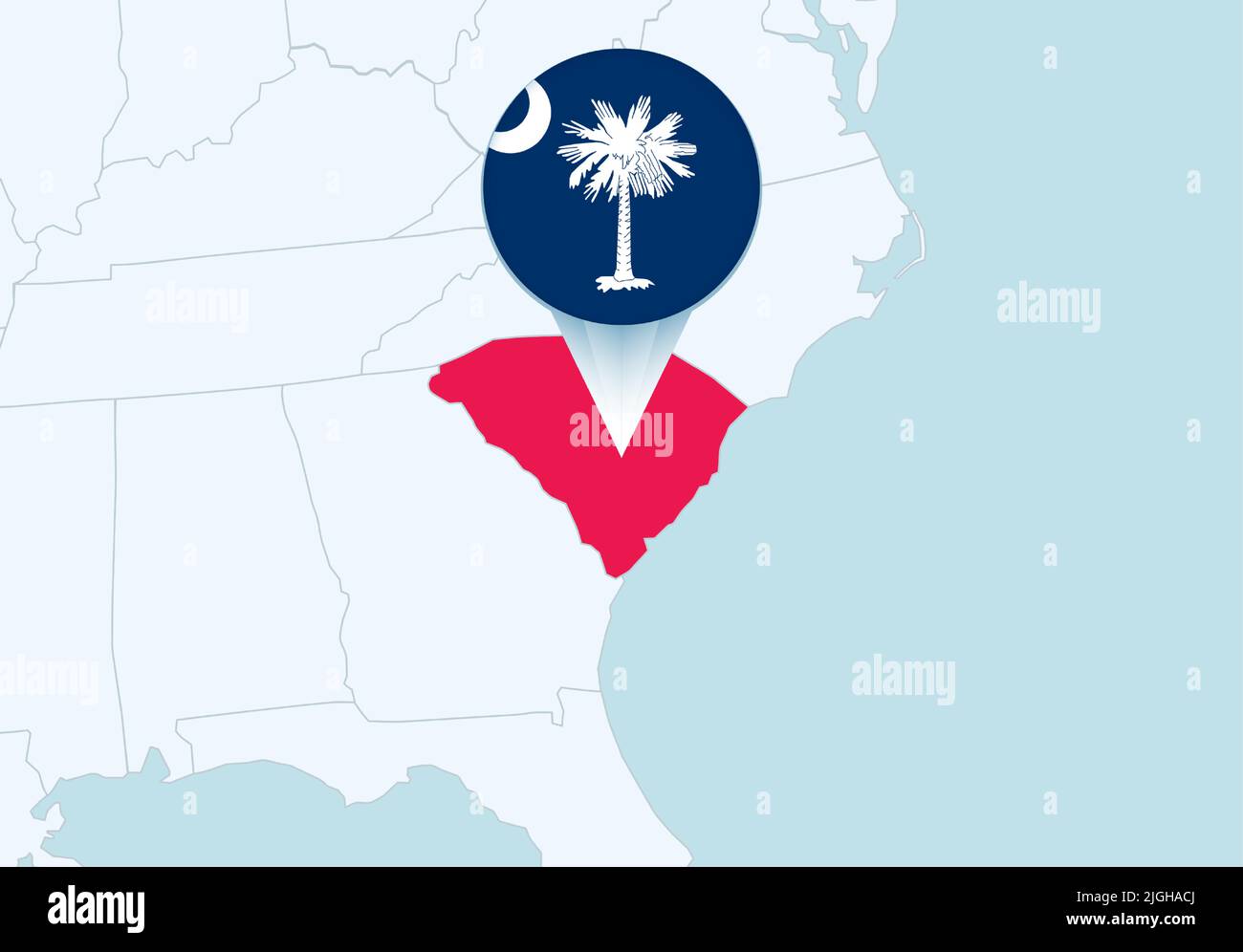 United States with selected South Carolina map and South Carolina flag ...