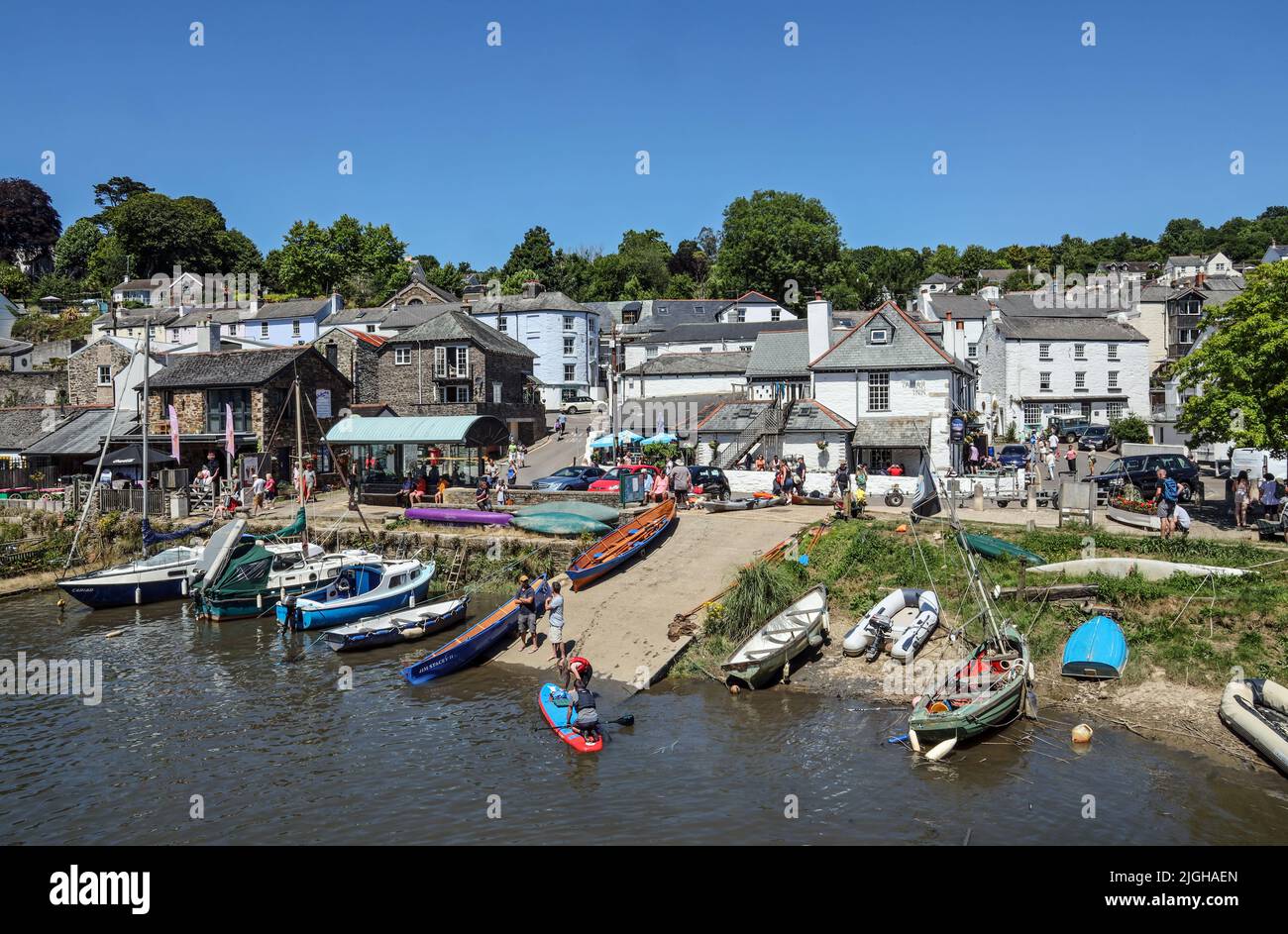 The Quayside at Calstock, on the Cornish banks of the River Tamar. The ...