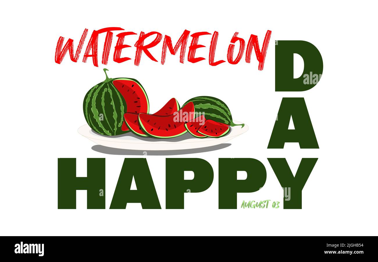 National Watermelon Day poster with calligraphy lettering isolated on ...