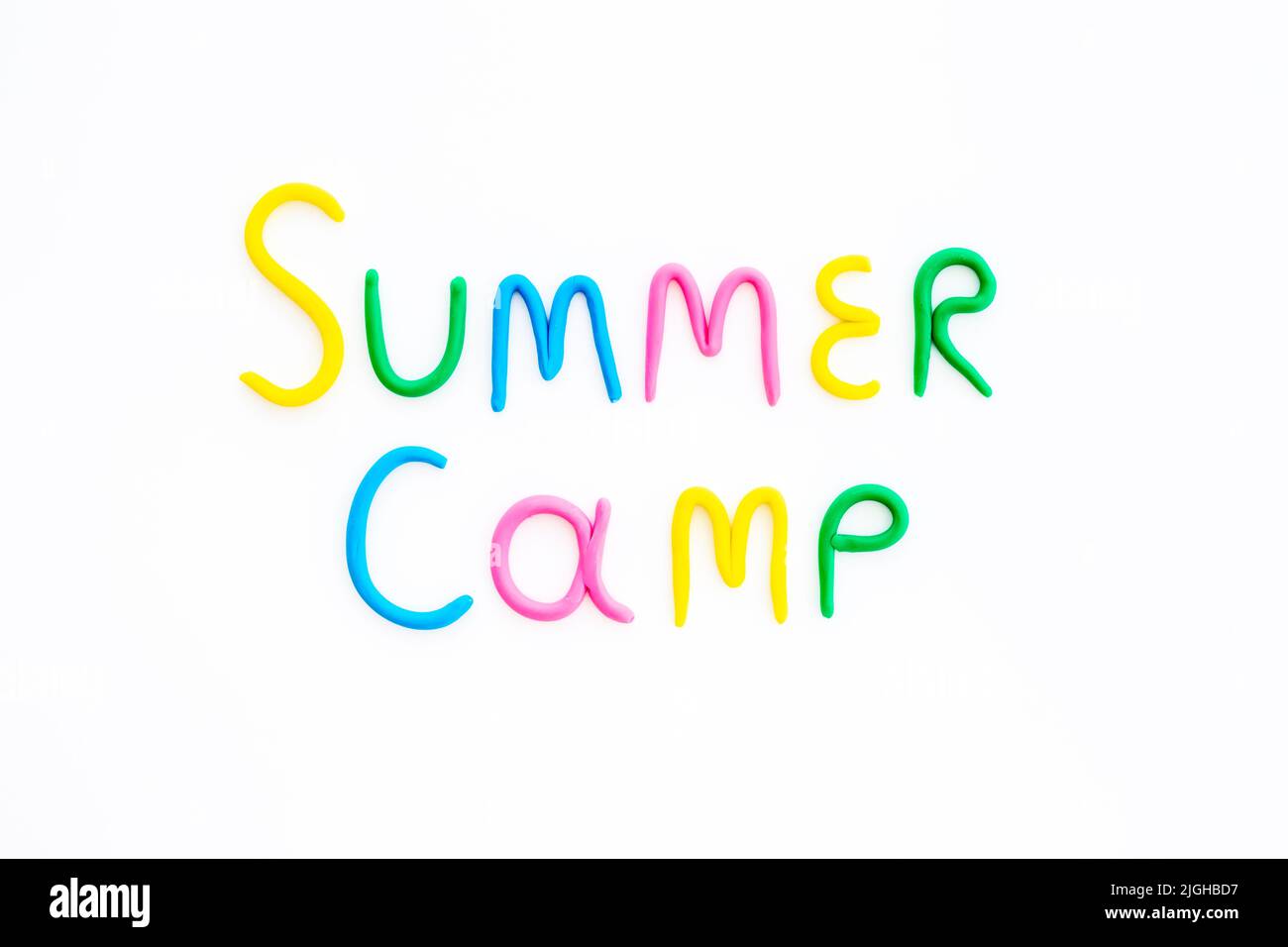 Words Summer Camp made of colorful clay. Summer kids vacation concept ...