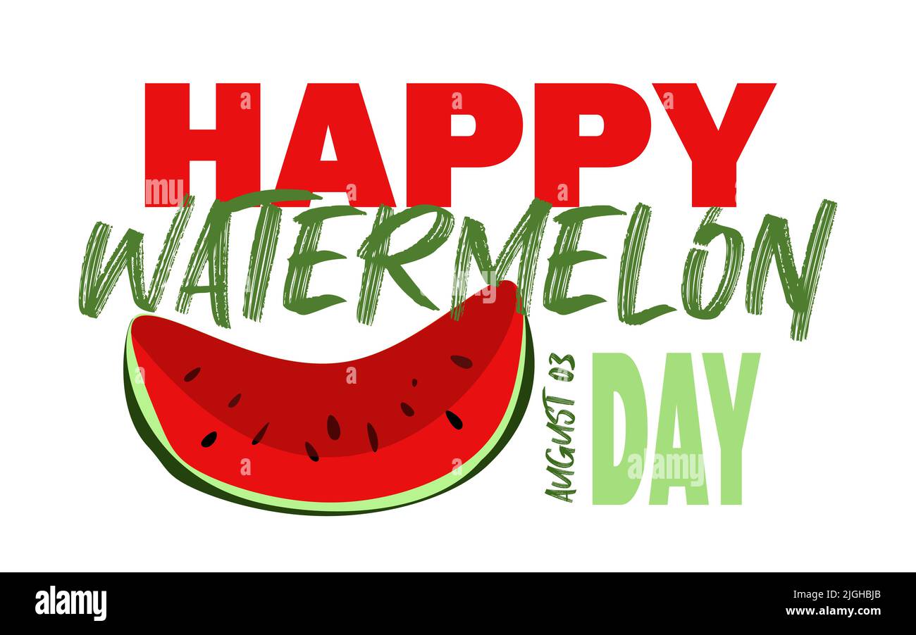 National Watermelon Day poster with calligraphy lettering isolated on ...