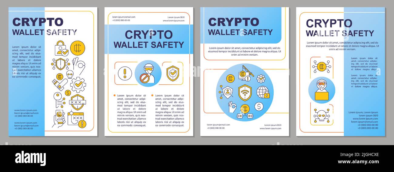 Safety of crypto wallet blue brochure template Stock Vector Image & Art ...