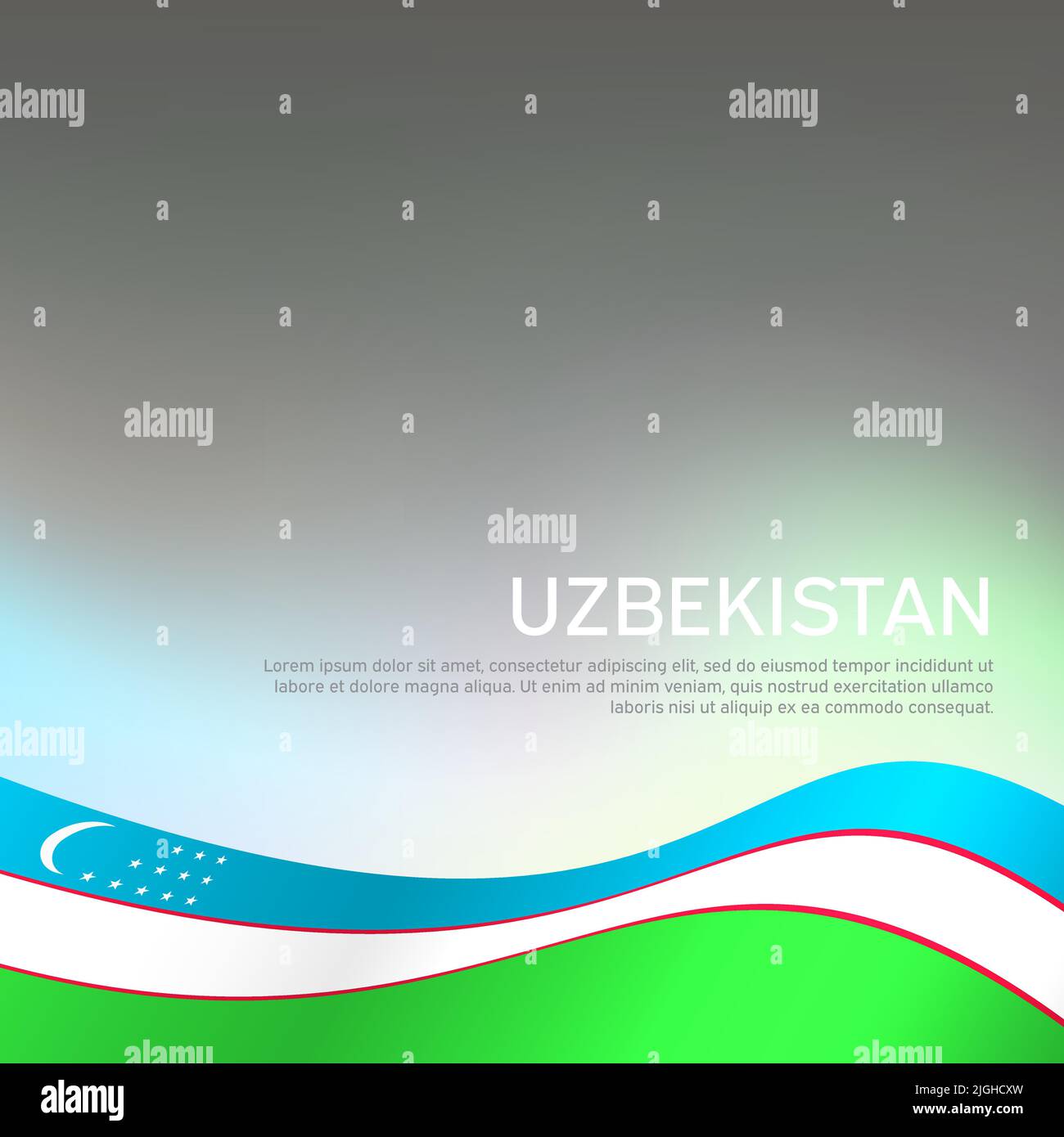 Abstract waving Uzbekistan flag. National uzbek poster. Creative ...