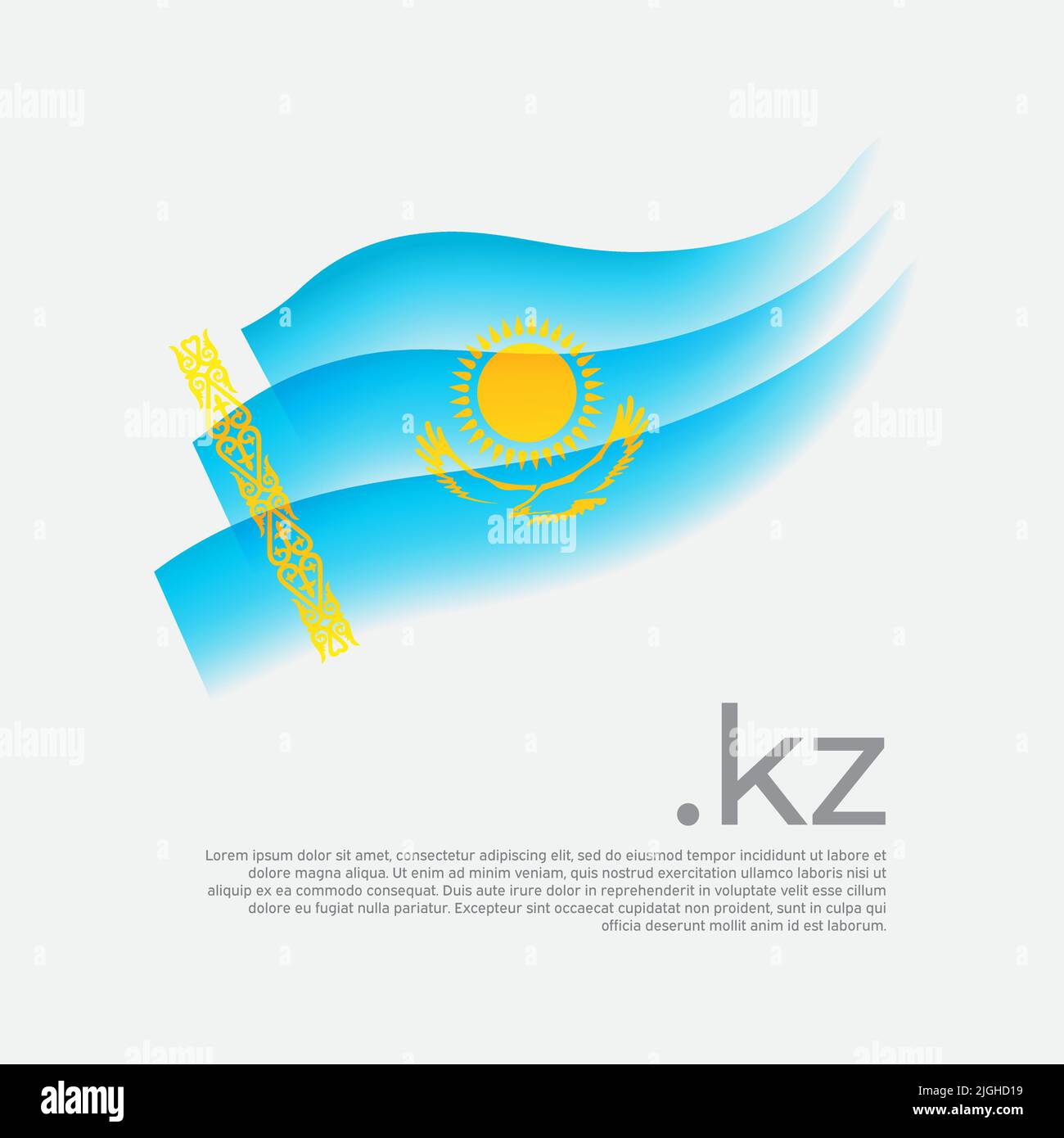 Kazakhstan flag watercolor. Vector stylized national design on white ...