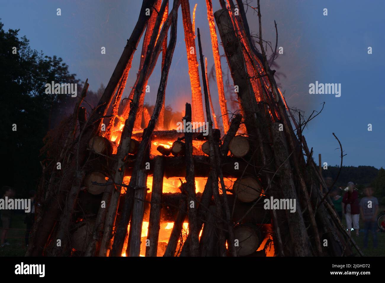 An old german tradition - midsummer fire in June Stock Photo - Alamy