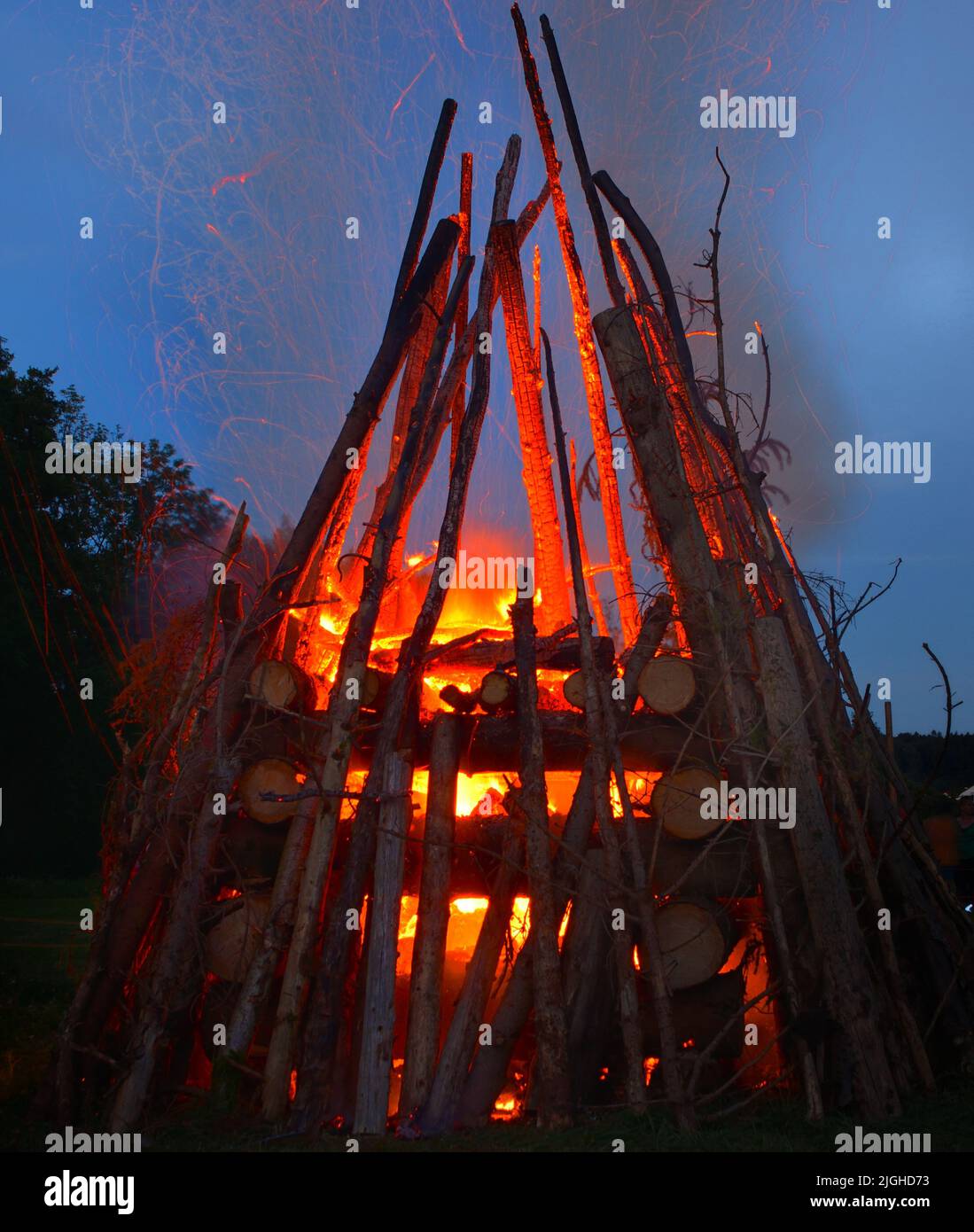 An old german tradition - midsummer fire in June Stock Photo - Alamy