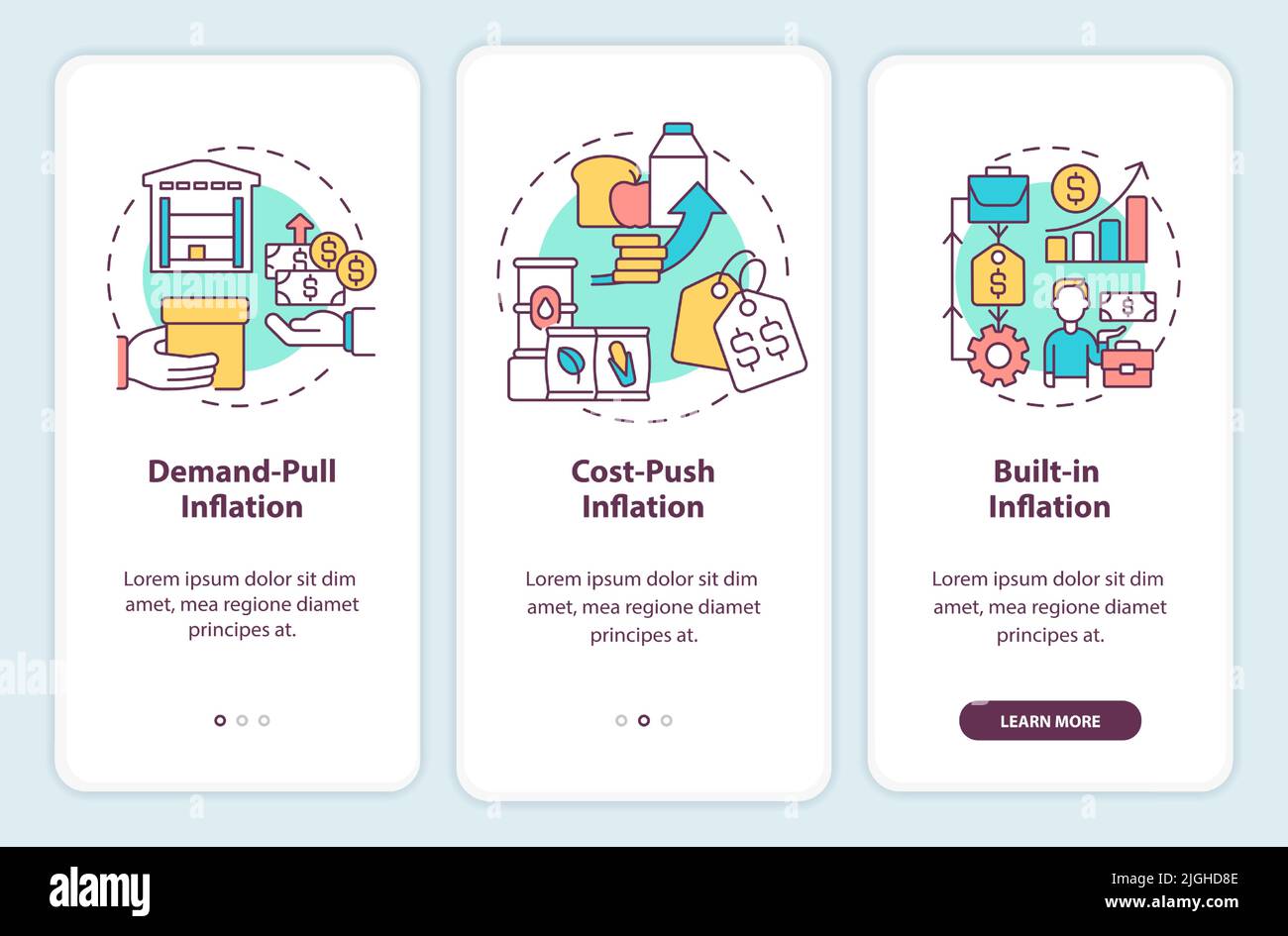 Inflation types onboarding mobile app screen Stock Vector Image & Art ...