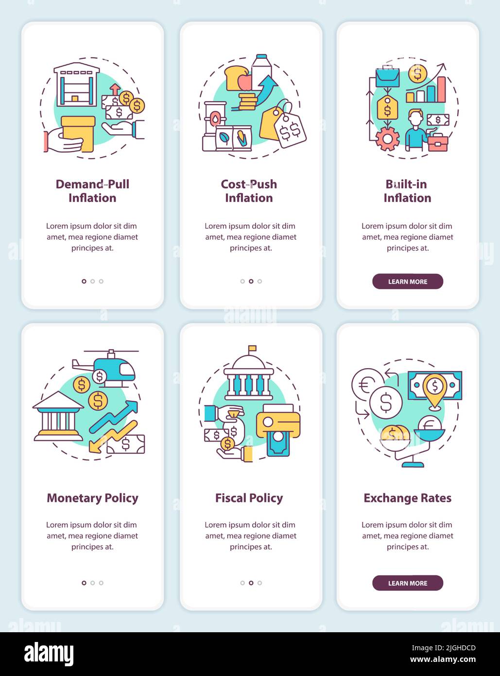 Inflation Types And Causes Onboarding Mobile App Screen Set Stock Vector Image And Art Alamy